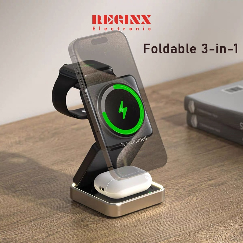 Folding 3-in-1 Magnetic Wireless Charging Stand For iP 16/ 15/14/13 ...