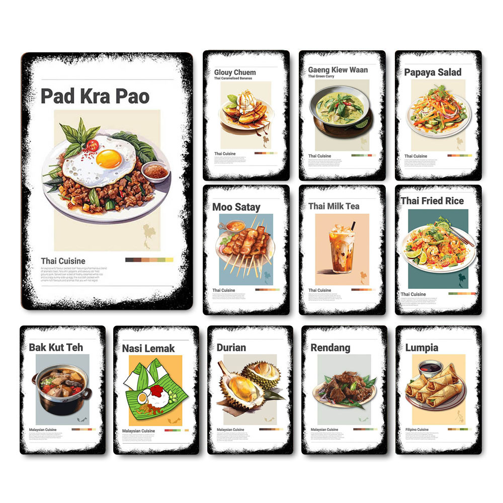 Southeast Asian Street Food Metal Wall Art - Rustproof Iron Plate ...