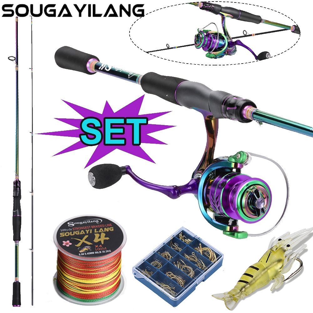 Sougayilang Power Handle Reel Pancing Joran Spinning Set,Carbon Fiber ...