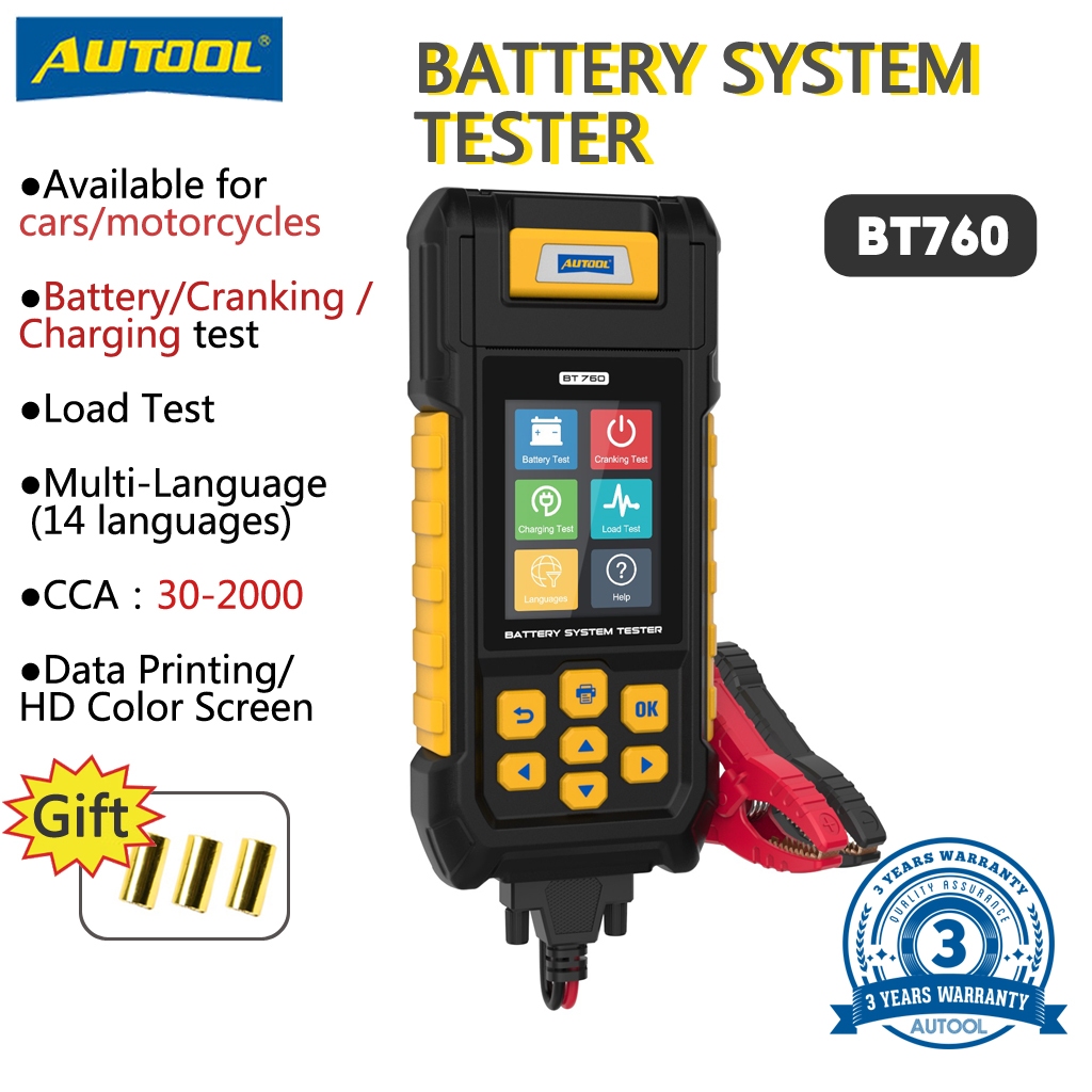 AUTOOL BT760 Battery tester 12V&24V cca:30-2000 automobile battery test ...