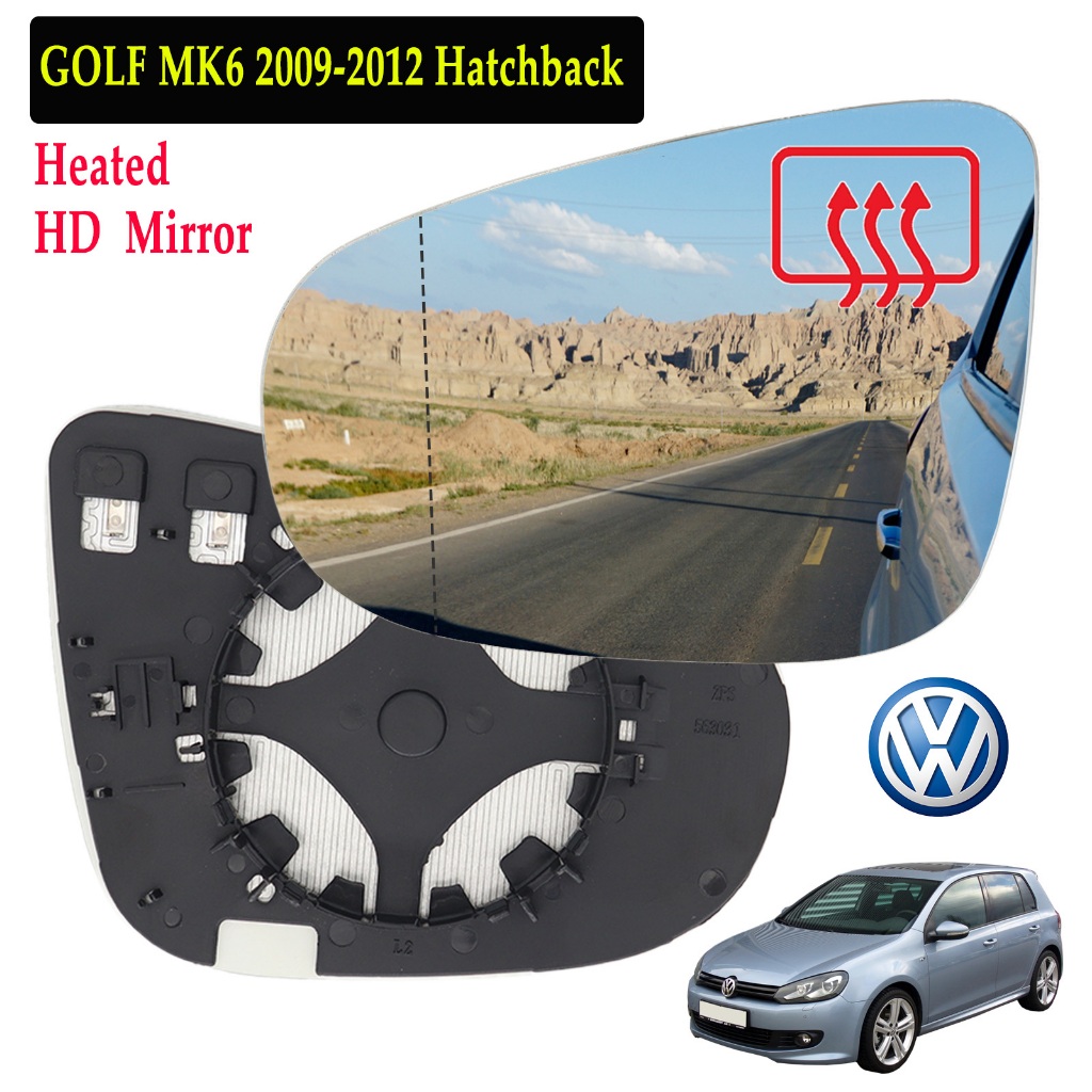 VW Heated Side Mirror HD Glass Wide Angle Blind Spot Wing Rearview For ...