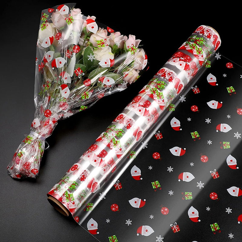 Christmas Transparent Wrapper Bouquet Wrapper Santa Claus Plastic ...