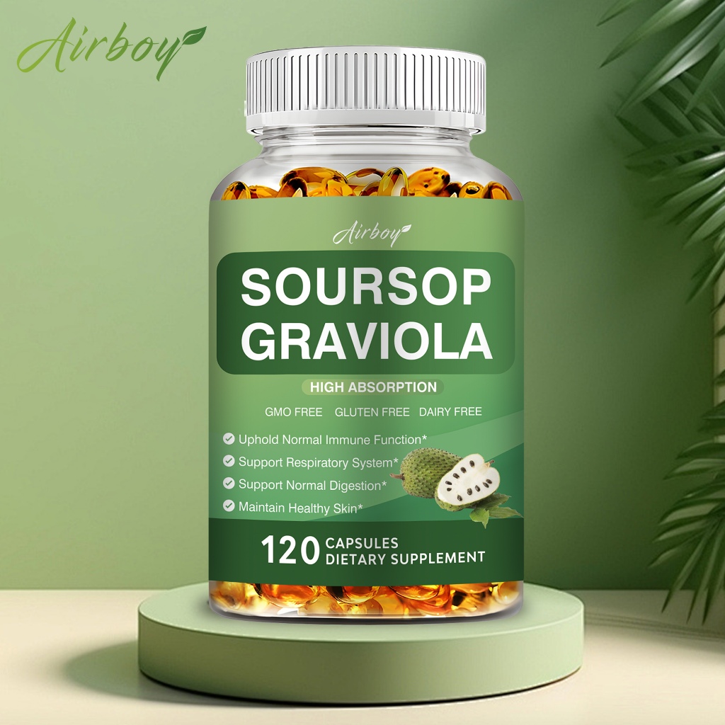 SOURSOP GRAVIOLA 120 Capsules | 1000 mg per serving, Healthy respiratory system and normal ...