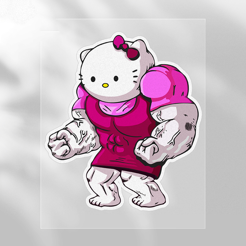 Muscle Hello kitty Cartoon Sticker Funny Funny Locomotive Car Electric ...