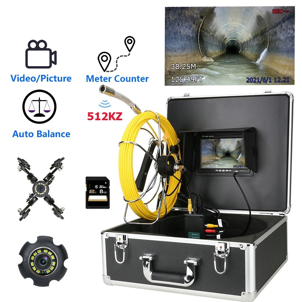 Sewer Drain Pipe Pipeline Inspection Endoscope Camera + 9" Screen ...