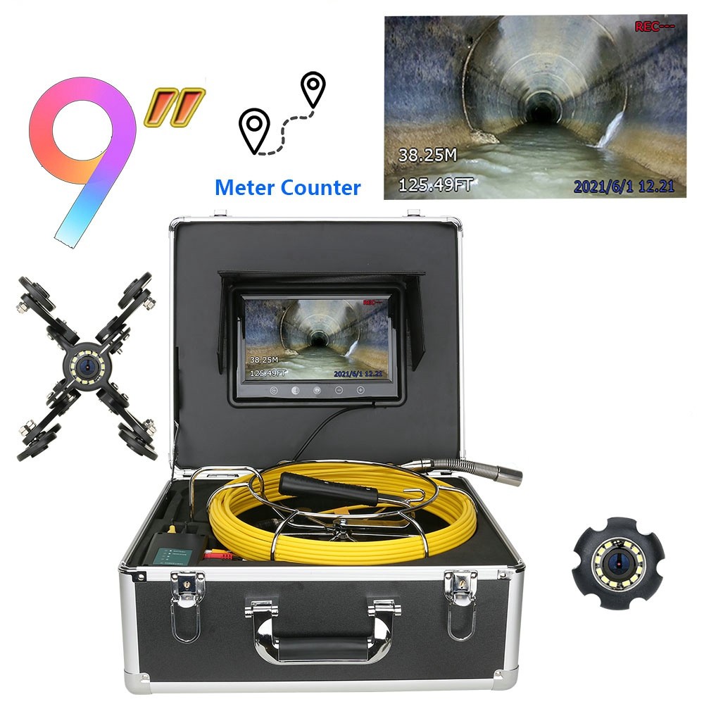 9" monitor Pipe Pipeline Wall Wire Inspection Drain Sewer Meter Counter ...