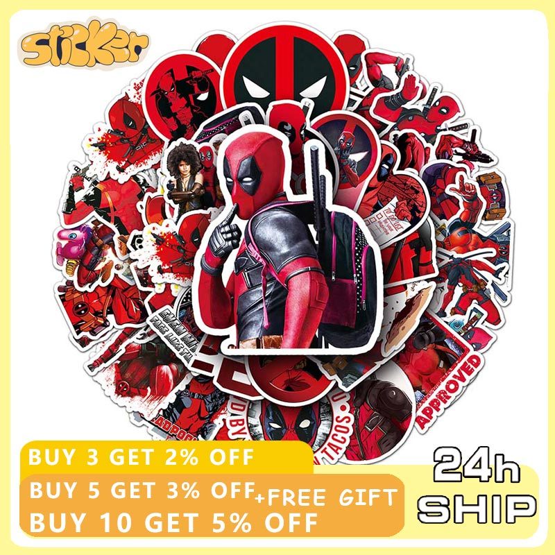 50pcs Disney Marvel Deadpool Stickers DIY Laptop Notebook Suitcase ...