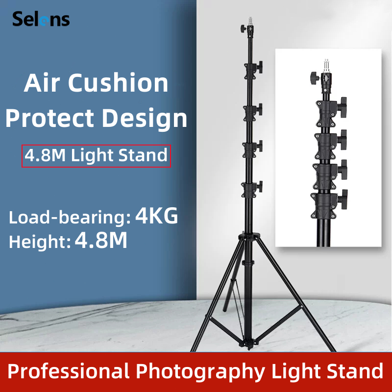Selens Photography Heavy Duty Light Stand Air Cushioned Stand Aluminum ...