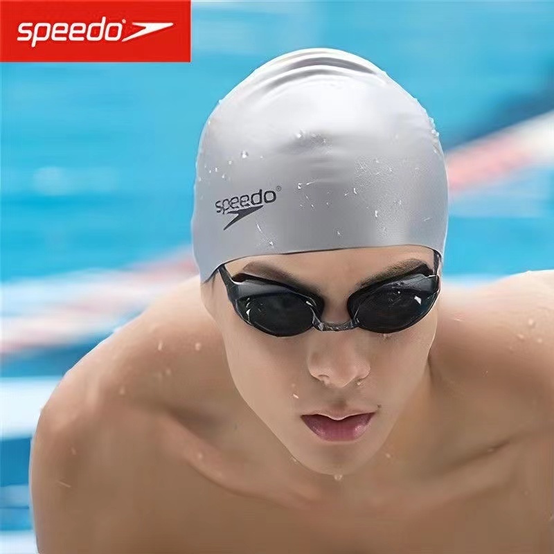 Speedo Plain Flat Silicone Cap 100% Silica Gel Swimming Hood Caps For ...