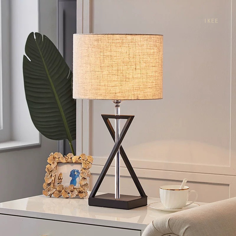 Lampu Meja Hiasan Bilik Tidur Nordic Table Lamp Fabric Lampshade Modern ...