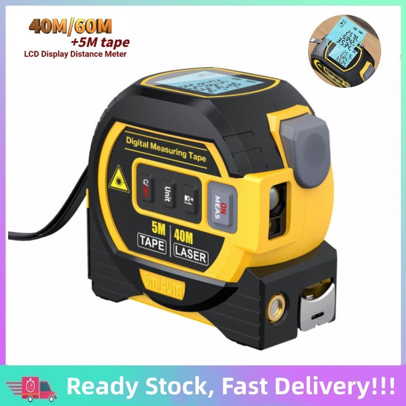🔥🔥🔥3 in 1 Laser Rangefinder 5m Tape Measure Ruler LCD Display with ...