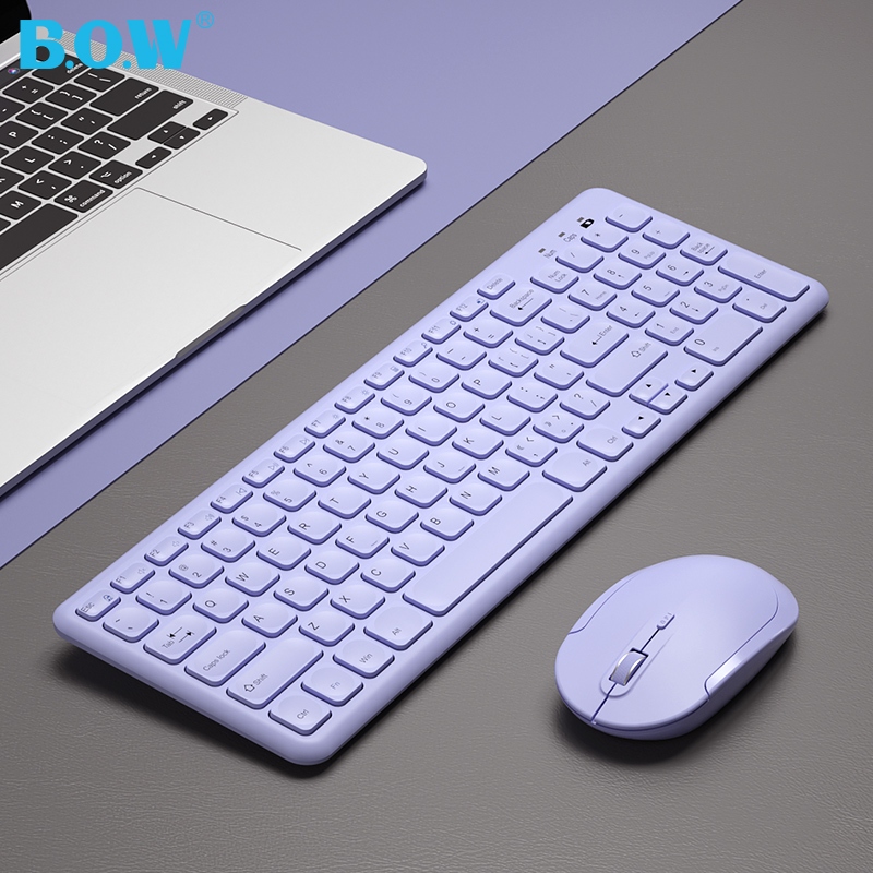 B.O.W Ergonomic Wireless Keyboard And Mouse Set - Black/White/Pink ...