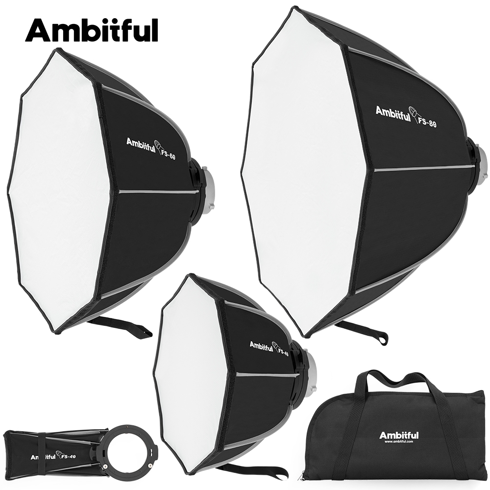 AMBITFUL FS-40cm/60cm/80cm Quick Release Deep Octagonal Softbox with ...