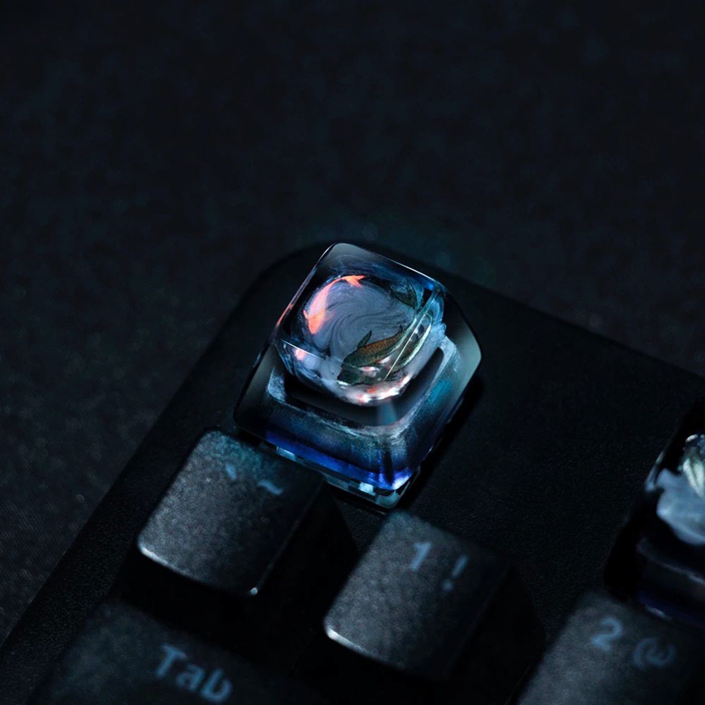 Novelty Artisan keycaps lucky koi light-transmitting custom handmade ...