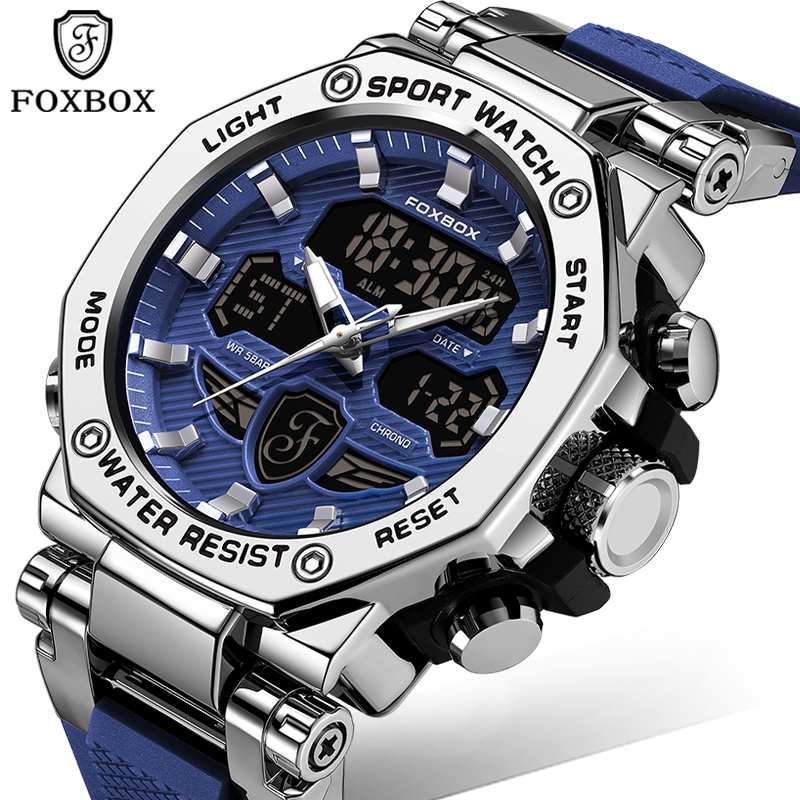 FOXBOX Jam Tangan Lelaki Original LIGE Men's Watch Dual Display ...