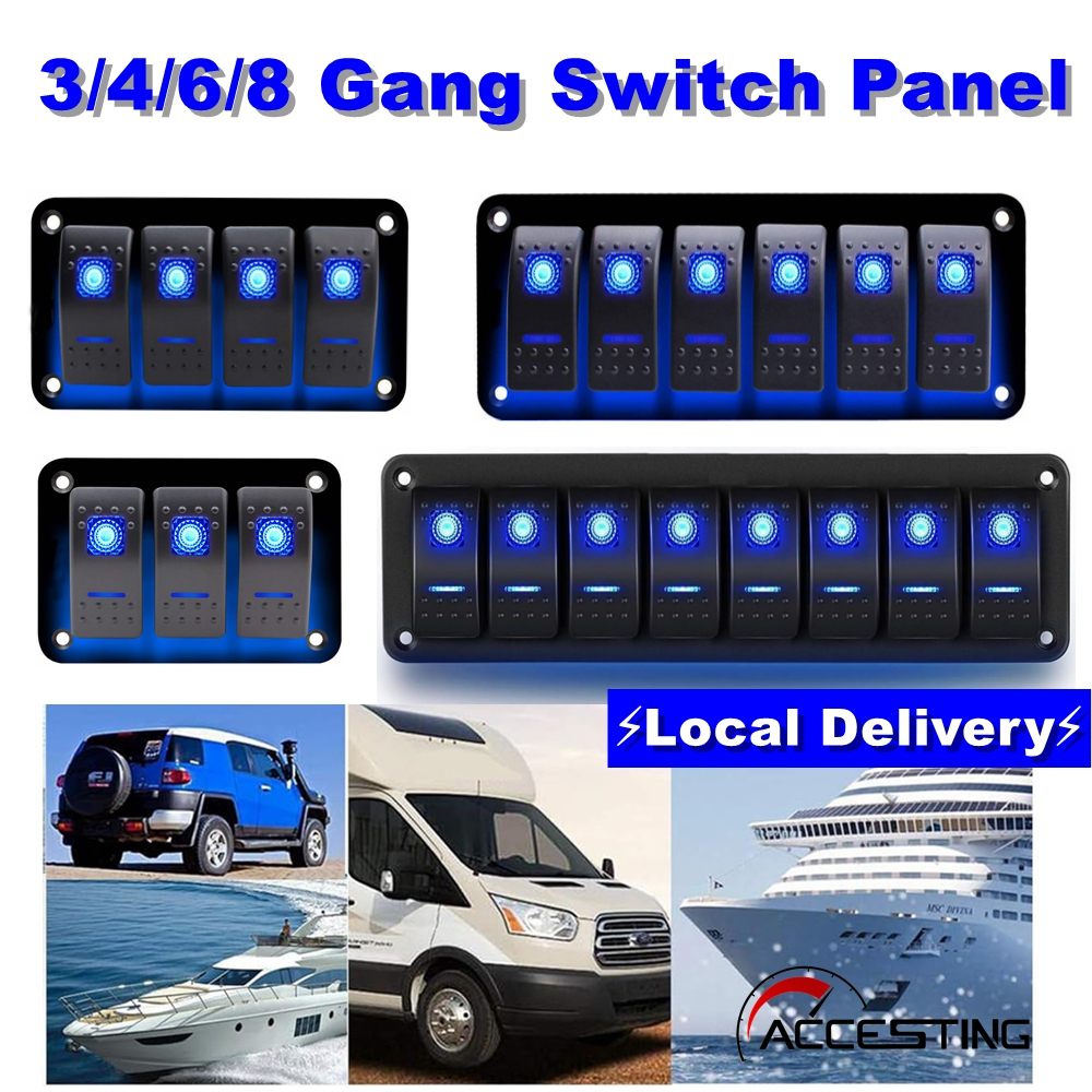 🔥Ship from Malaysia🔥3/4/6/8 Gang Rocker Switch Panel Waterproof with ...