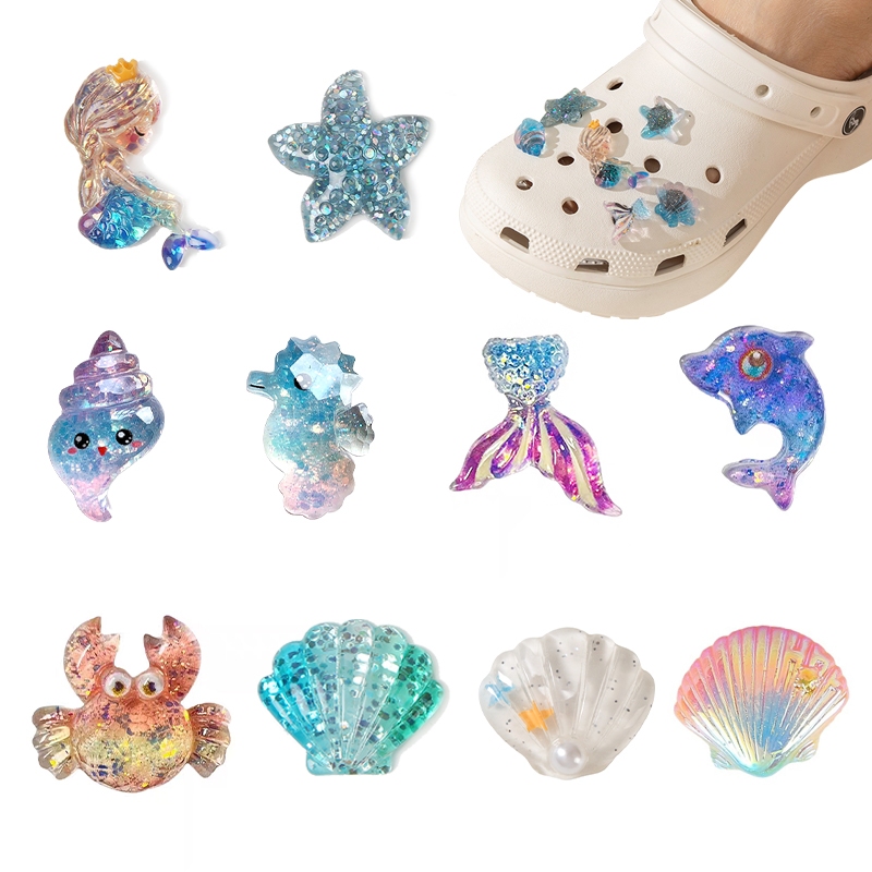 Ocean Series Mermaid Shell Croc Jibz Shoe Charm DIY Starfish Resin ...