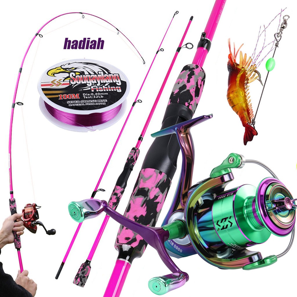 Joran Pancing Set Sougayilang 1.8m Carbon Fiber Fishing Rod with 5.2:1 ...