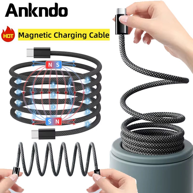 Ankndo PD27W Magnetic Cable USB C to Light/ning 3A Fast Charging Tangle ...