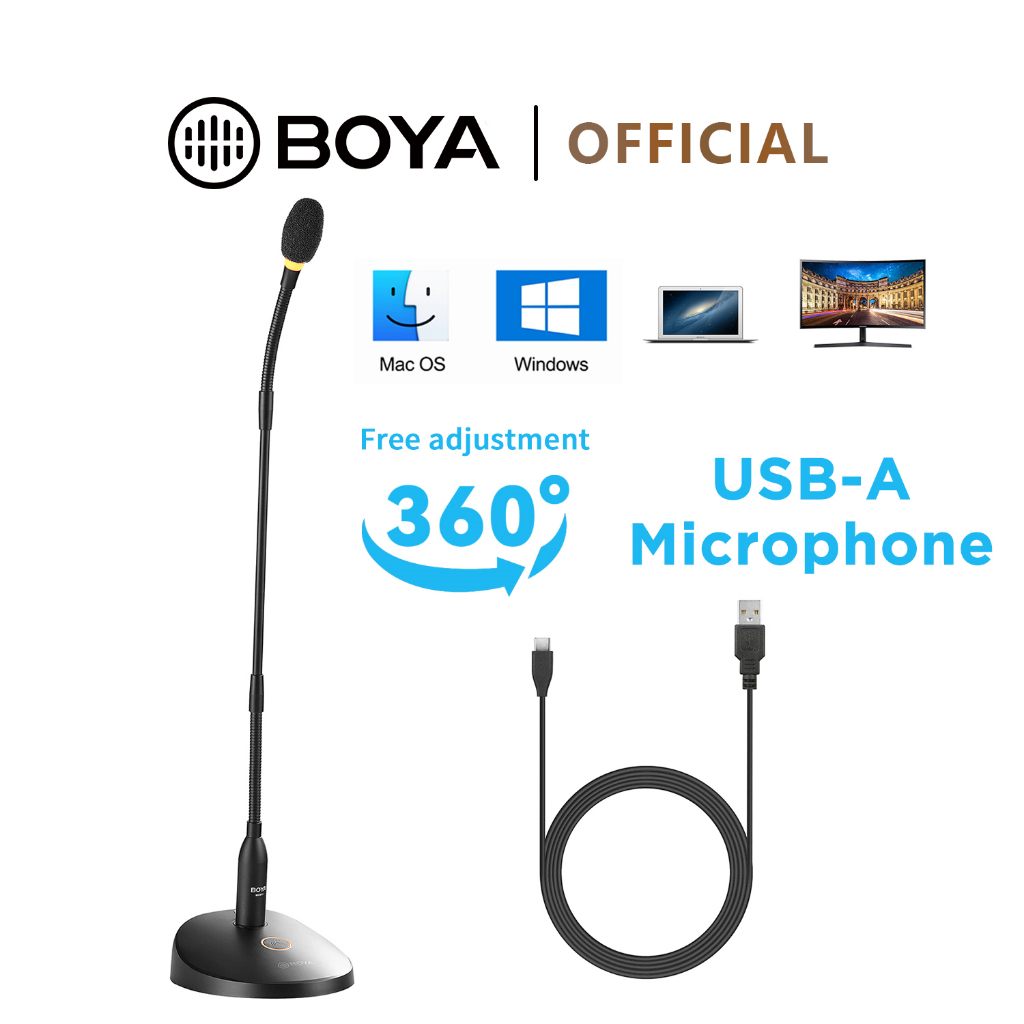 BOYA BY-GM18CU Gooseneck Condenser Desktop USB Microphone for Computer ...