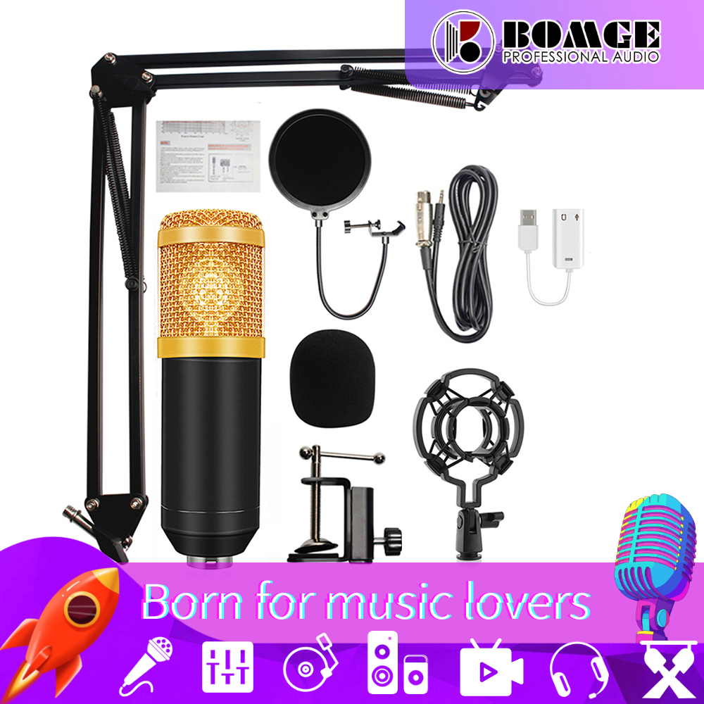 BOMGE Condenser Microphone Bundle, BM-800 Mic Kit with Adjustable Mic ...