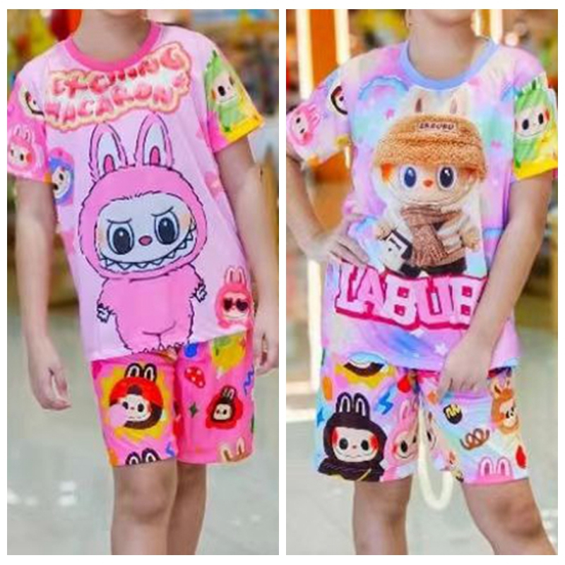 Pajama Set Girl Sleep Wear Cute Labubu Cartoon Printing Kids Pyjamas ...