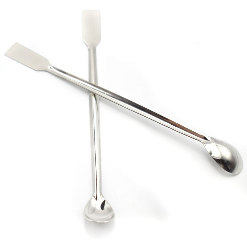 1PCS Laboratory Spoon Spatula 2 in 1 Stainless Steel Lab Mixing Double ...