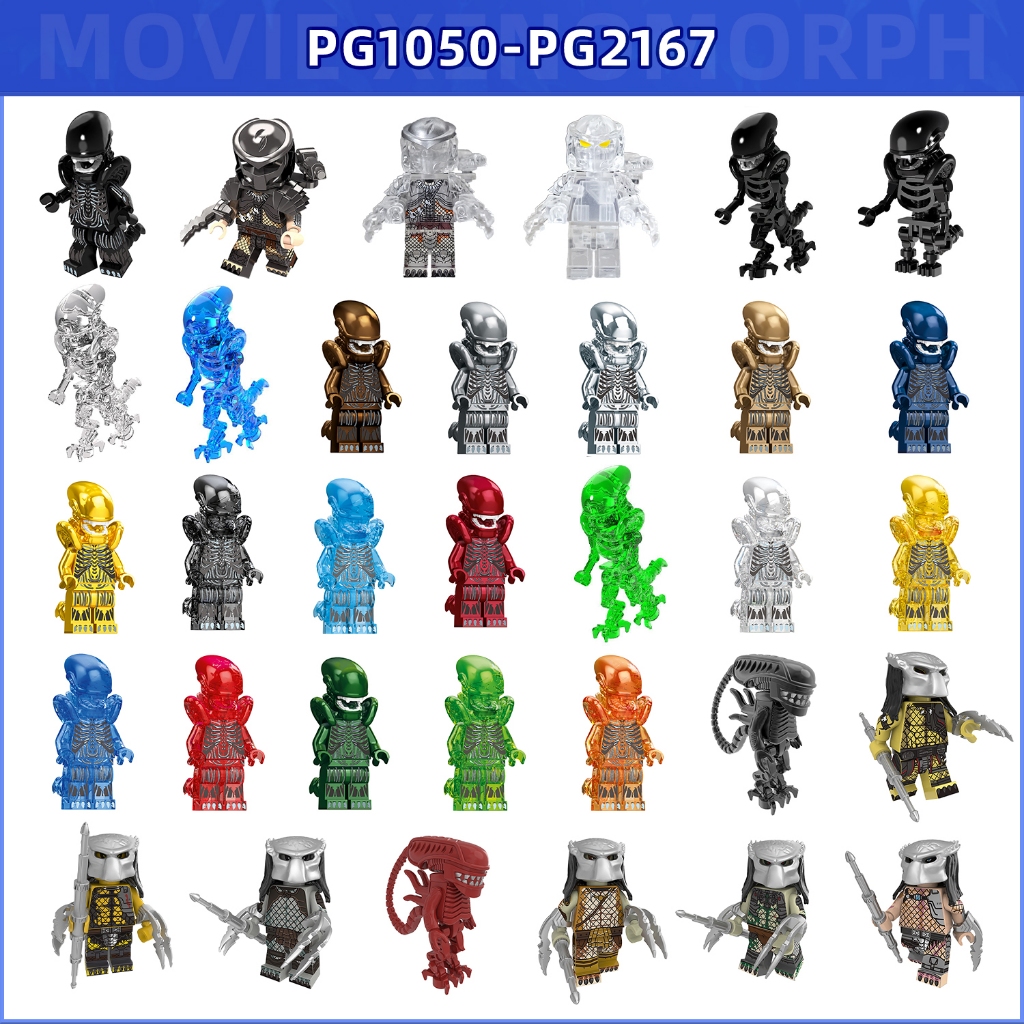 Movie Xenomorph Series Minifigure Alien Skeleton Predator Assembled ...