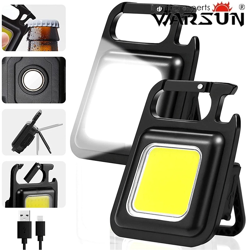 Warsun YSQ03 Mini Keychain Light Portable USB Rechargeable COB ...