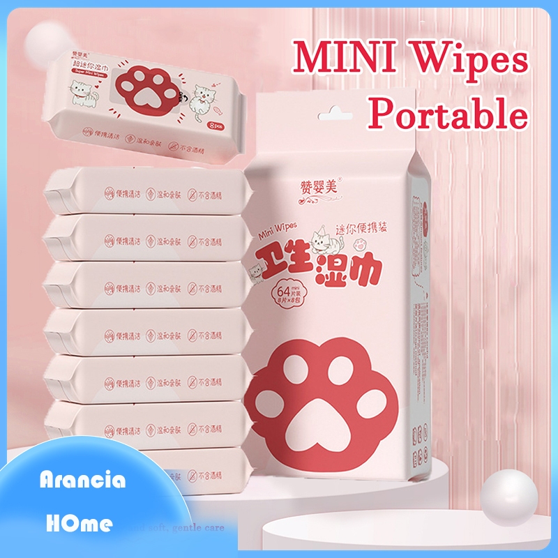 *READY STOCK AT MALAYSIA*8PCS Baby Mini Wet Wipes Small Package Hand ...