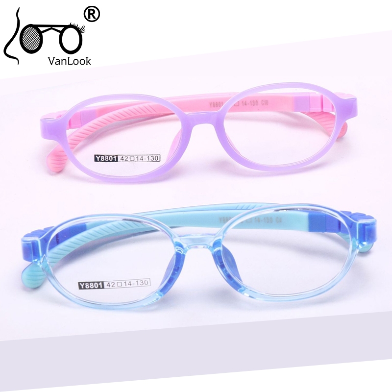 Round Kids Glasses Oval Frame for Kid Children Silicone TR90 Spectacle ...