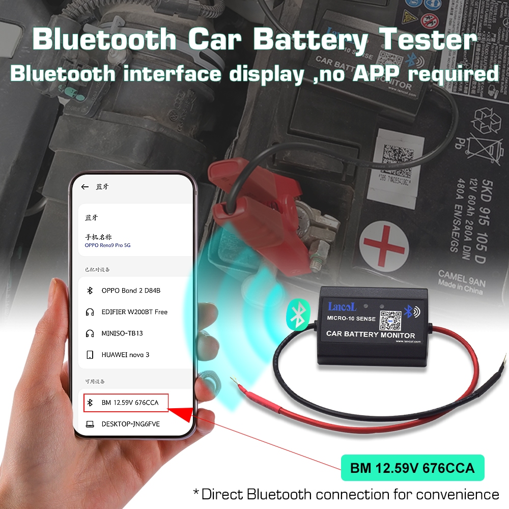 MICRO-10E 12V battery voltage tester, car battery health tester ...