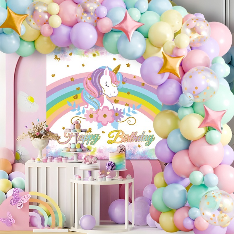 【Local Inventory】Macaroon Unicorn Happy Birthday Decorations Set ...