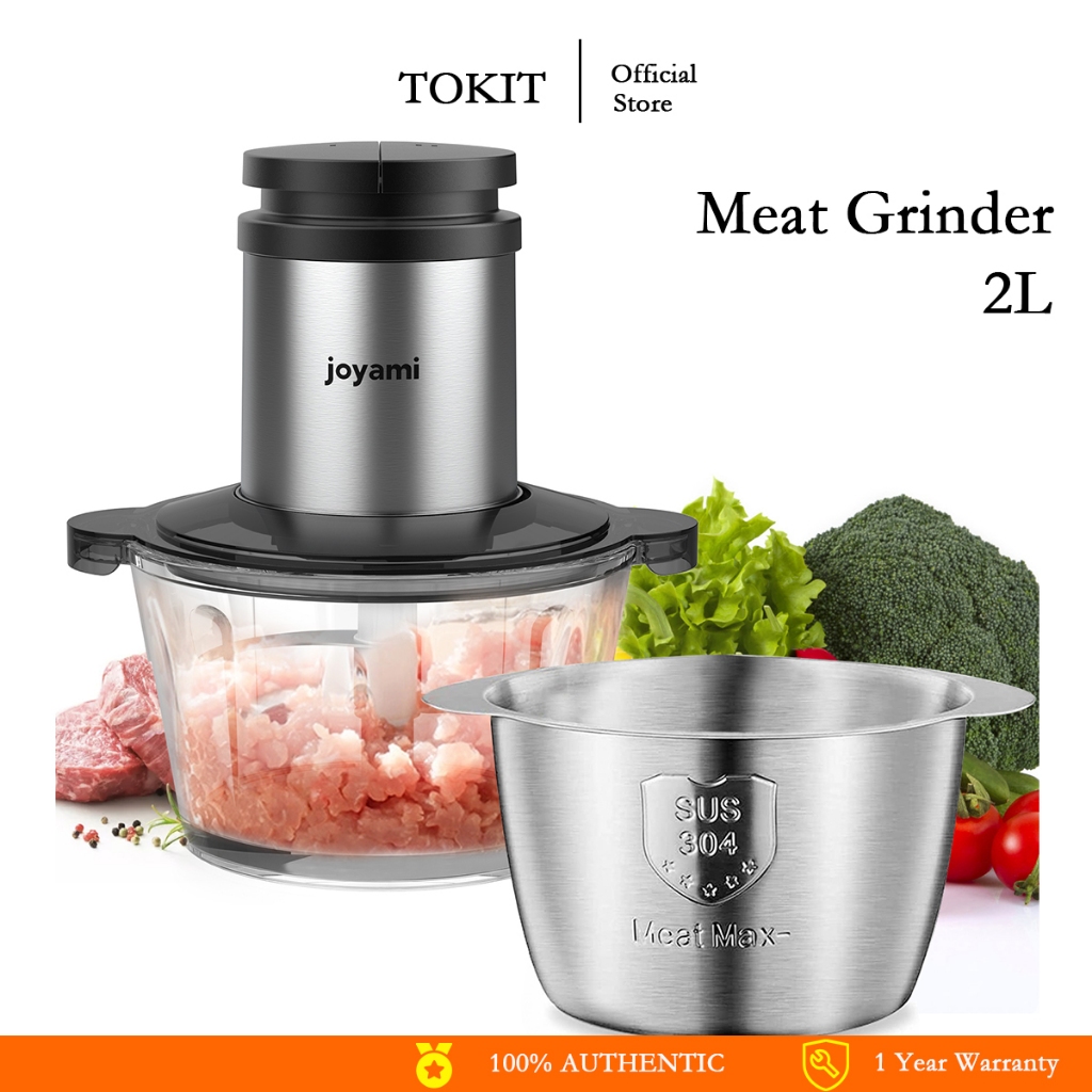 TOKIT 2L Electric Meat Grinder Mincer Food Chopper Stainless Steel Food ...