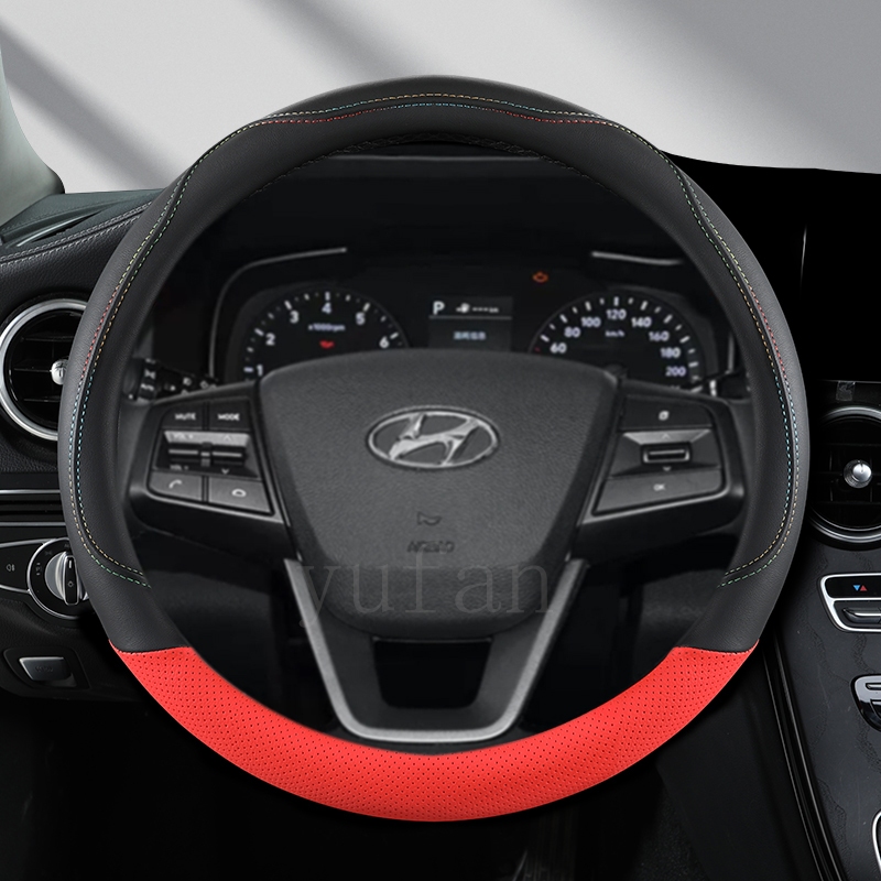 Car Leather Carbon Fiber Non-slip Steering Wheel Cover For Hyundai Genesis GV80 EV G80 G70 G90 ...
