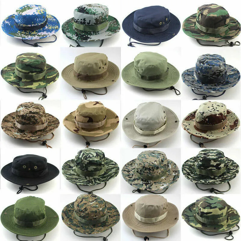 Men Army Bucket Hat Camouflage Jungle Caps Casual Bucket Hat Wide Brim ...