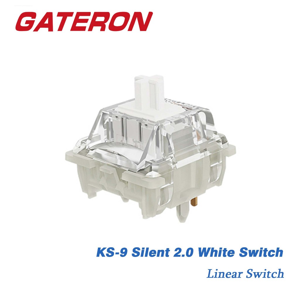 GATERON KS-9 Silent White 2.0 Keyboard Switches 35gf Linear Key ...