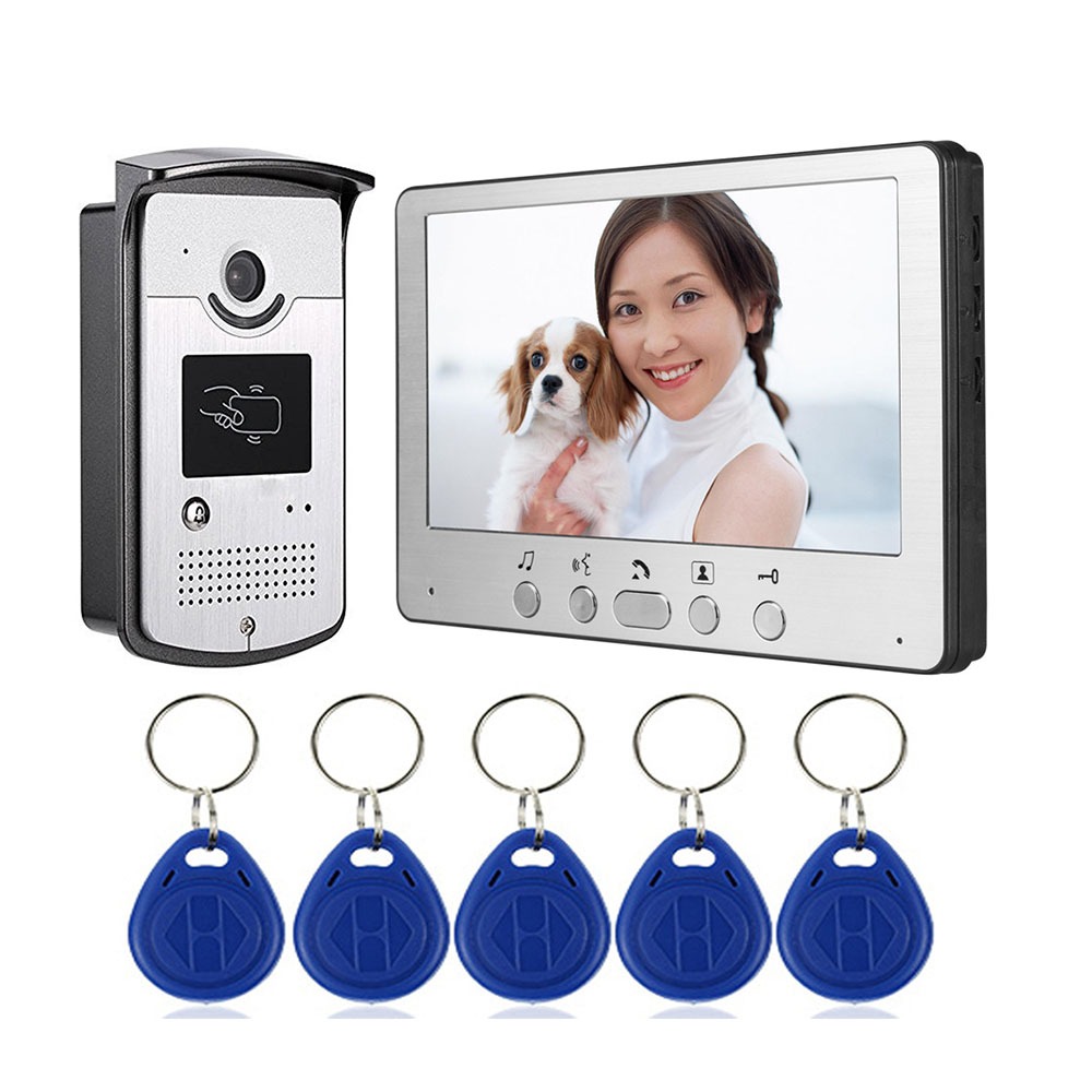 7-inch color visual doorbell outdoor unit ID card swiping night vision ...