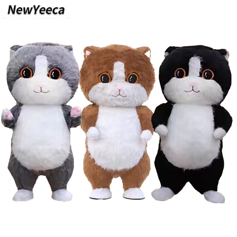 Furry Inflatable Cat Costume Mascot Animal Costumes For Adult Kitten ...