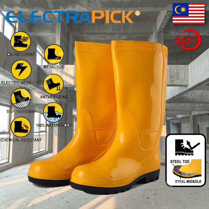 Electrapick Safety Rubber Boot Safety Shoe Kasut Getah Kuning + Kepala ...