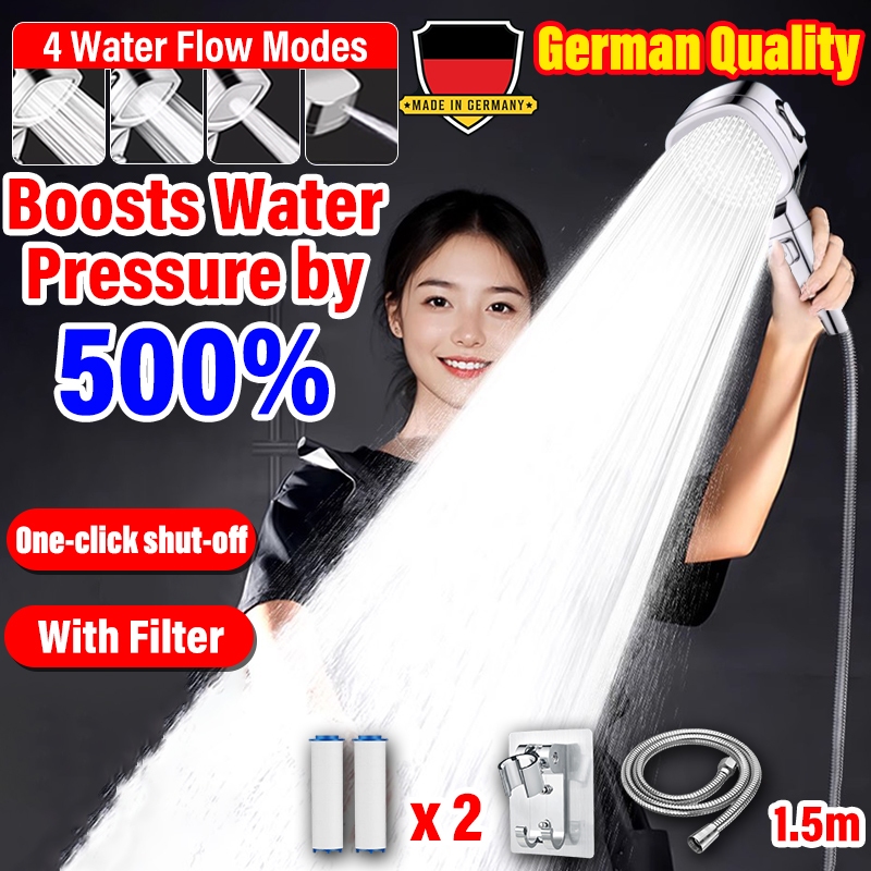 Enjoy a massage in the bath Shower head with filter ( Silver, 5 modes ...