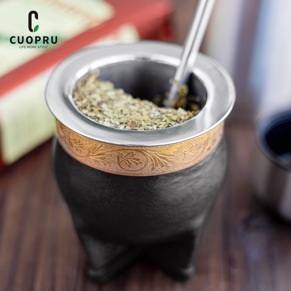 Cuopru Imperial Yerba Mate Tea Cup with Bombilla, Premium Leather ...