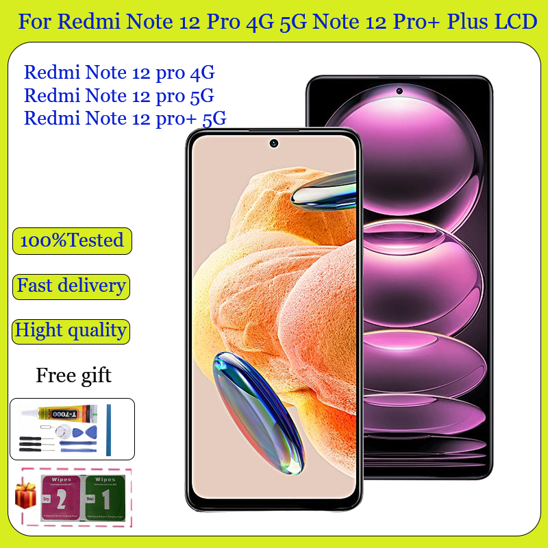 Original AMOLED FOR Redmi Note 12 Pro 4G 5G Note 12 Pro Plus 5G LCD Display Touch Screen With ...
