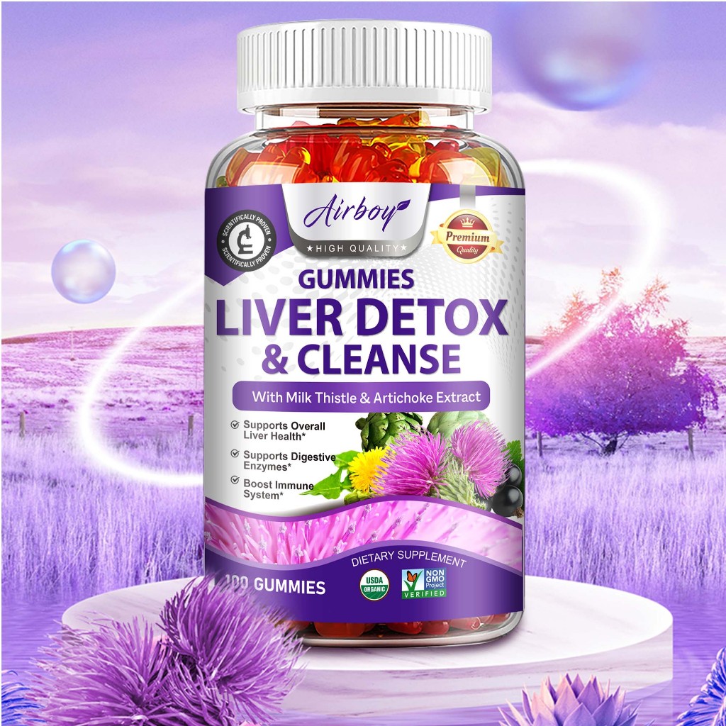 Airboy LIVER DETOX & CLEANSE GUMMIES Silymarin Marianum & Dandelion ...