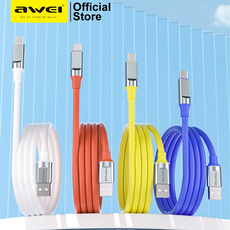 Awei CL-206 Type C Cable Fast Charging 1M Liquid Silicone Metal Micro ...