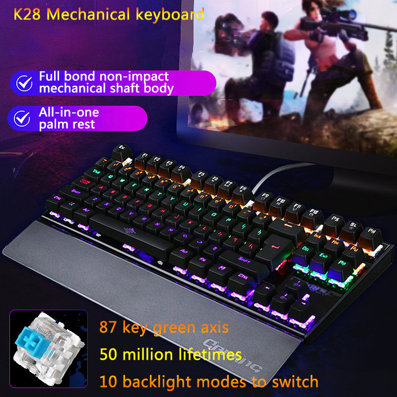 [Ready stock] K28 Mechanical Keyboard PC gaming Keyboard Green Axis ...