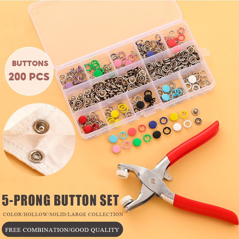 100 Sets 10 Colors Button Plier Tool Metal Snap Button Plier Set ...