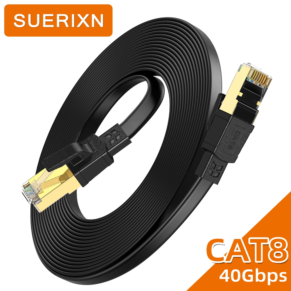 Black Flat Wire CAT 8 40Gbps 2,000MHz RJ45 SSTP Lan Ethernet Flat Wire ...