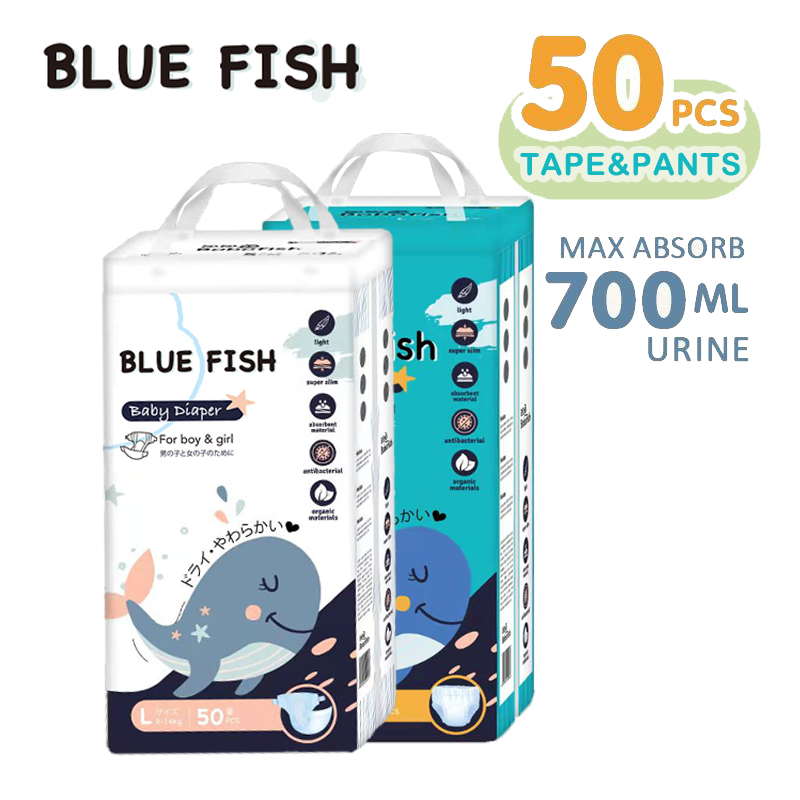Blue fish Pull-Up Pants Premium Diapers Size-S M L XL XXL XXXL 50PCS ...