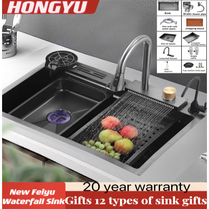 NANO Sink 304 StainlessSteel Flying Rain Waterfall Single Bowl ...
